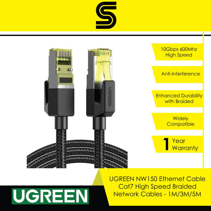UGREEN NW150 Ethernet Cable Cat7 High Speed Braided Network Cables - 1M ...