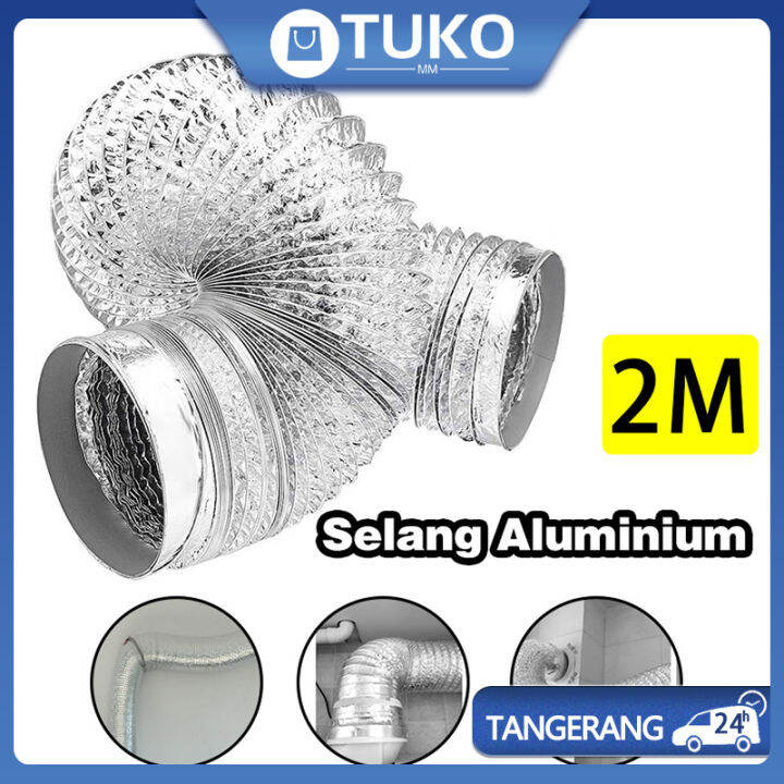 丨Dua Lapisan丨2M 4inci Saluran Ventilasi Aluminium/Selang Aluminium ...