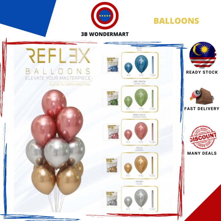 50Pcs 12"/ 5'' Sempertex Chrome Latex Colorful Balloon Set for Party ...
