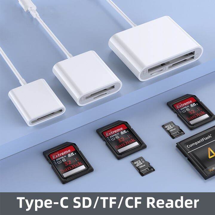 3 in 1 TYPE-C Adapter TF SD CF Memory Card Reader OTG Writer Compact ...