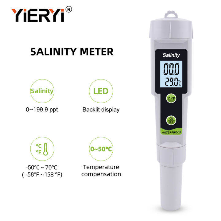 yieryi Salinity Meter Temp tester for water quality tester Food Salt ...