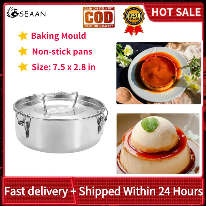 Flanera Flan Mold 1.5 Quart Capacity, Flan Pan Stainless Steel With Lid ...