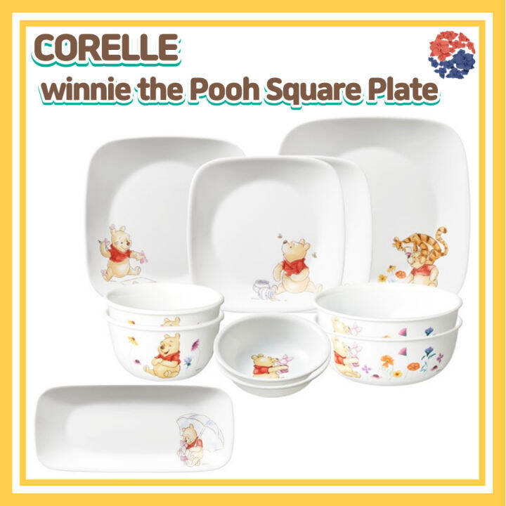 Corelle x Winnie the Pooh Square Plate Dinnerware Set/Corelle USA set ...