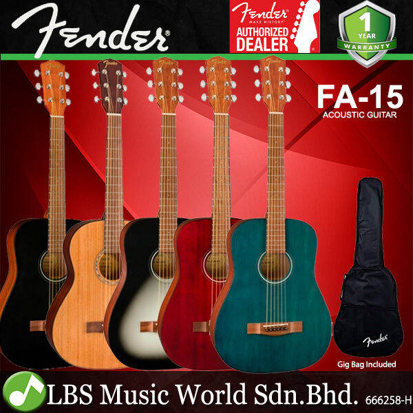 Fender FA-15 3/4 Size Steel String Acoustic Guitar with Bag and Walnut ...