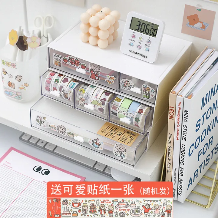 Office transparent drawer storage box student desk supplies ins ...