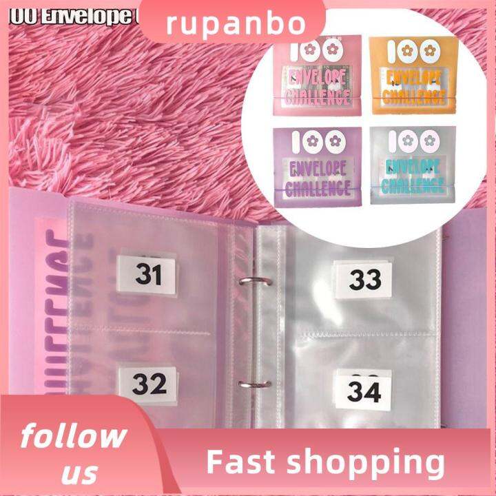 RUPANBO039392692 PVC 100 Envelope Challenge Binder Labeled Slots Saving ...