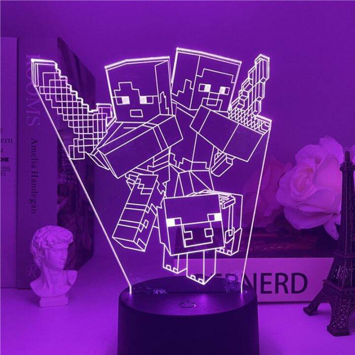 New Game Minecraft Night Light LED Character Transformation Touch ...