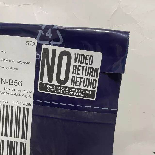 No Video No Refund No Return Policy Sticker Thermal Packaging Sticker ...