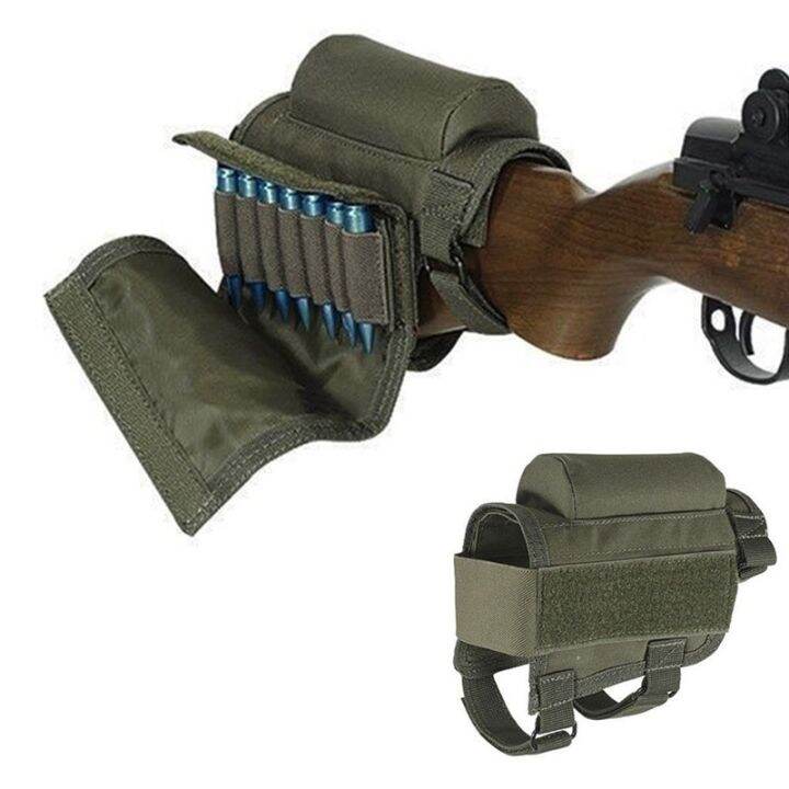 Adjustable Tactical Butt Stock Rifle Cheek Rest Cartridges Pouch Holder ...