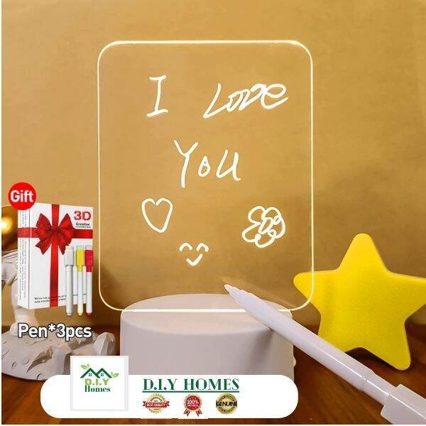 DIY Homes - LED Note Board Night Light USB Message Board- LED Note ...