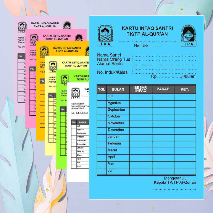 100 PCS KARTU INFAQ TPA TPQ | Lazada Indonesia
