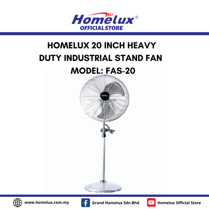 HOMELUX 20 INCH HEAVY DUTY INDUSTRIAL STAND FAN FAS-20 | Lazada
