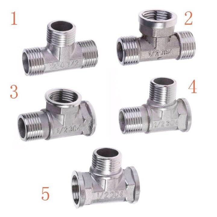 G12 Tee 3 Way Plumping Pipe Fittings Stainless Steel T type Threaded ...
