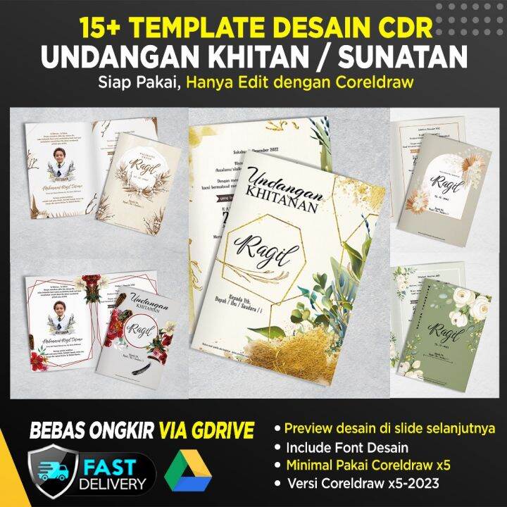 Template Undangan Khitan Cetak CDR Desain Bunga | Lazada Indonesia