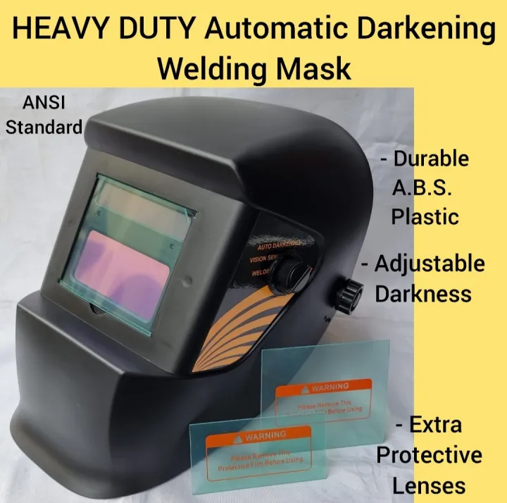 HEAVY DUTY Automatic Darkening Welding Mask with Extra Protective ...