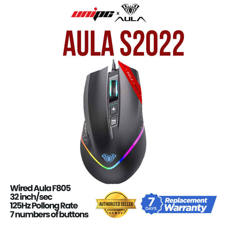 AULA F805 RGB Gaming Mouse Wired 6400DPI 7 Programmable Buttons Backlit ...