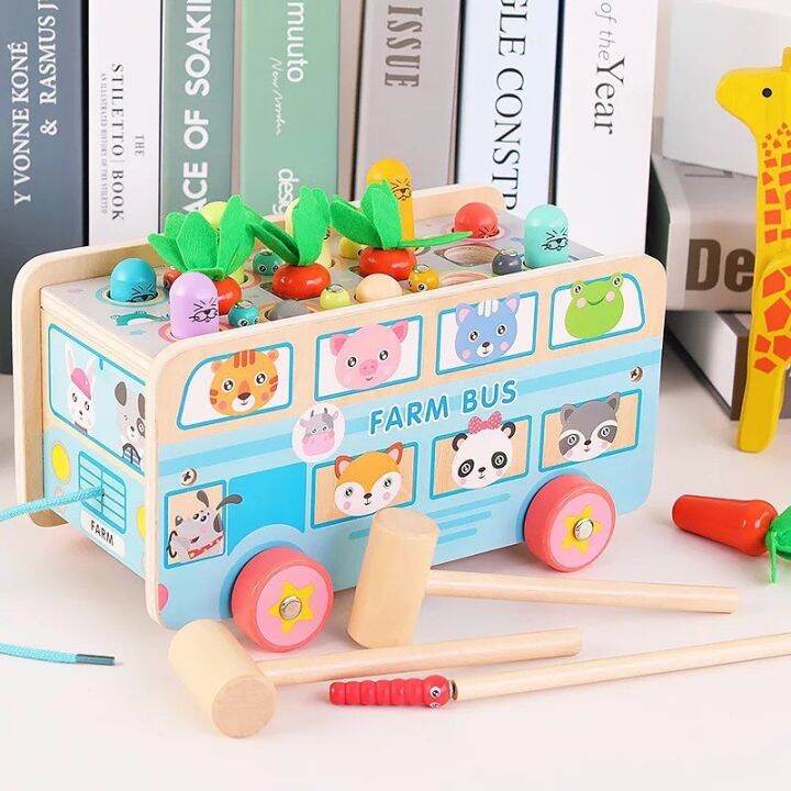 Wooden Farm Bus whack-a-mole toys | Lazada PH