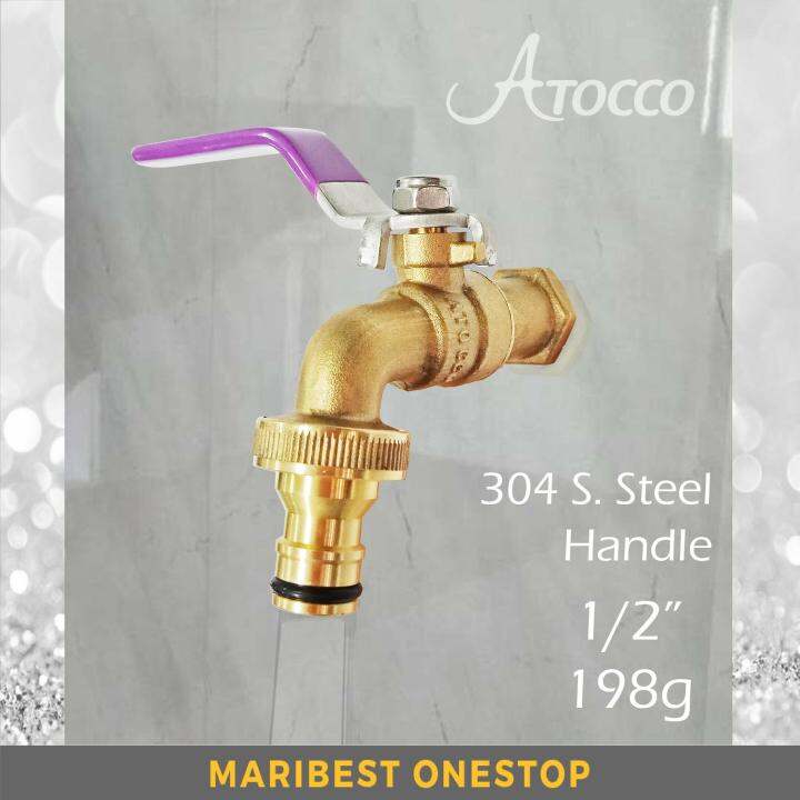 Atocco ½” Solid Brass Bibcock Faucet Ball Valve Bib Tap Wall Mounted ...