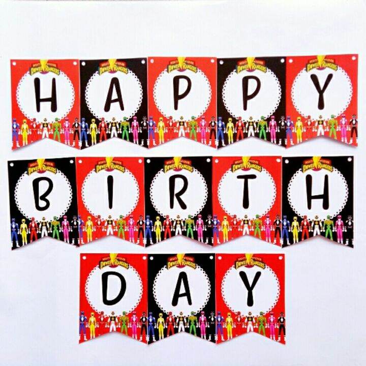 banner bunting garland flag happy birthday ulang tahun karakter power ...