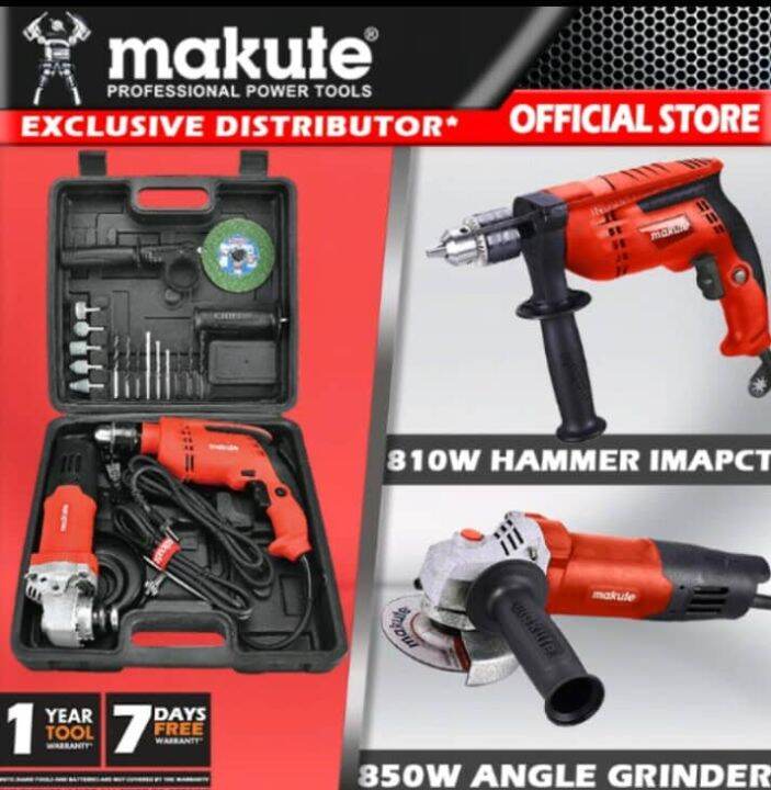 Makute Angle Grinder 850W + 810W Professional Electric Hammer Impact Drill | Lazada PH