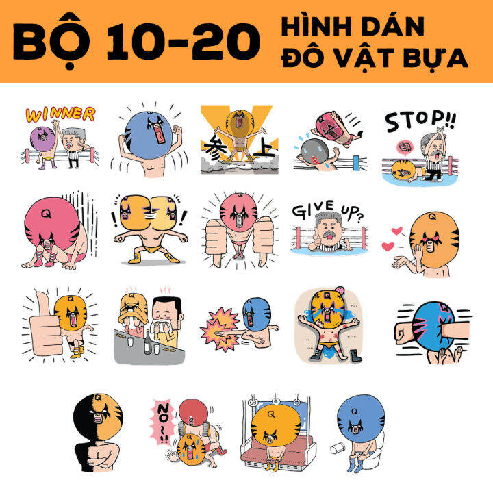 Combo 10-20 Hình Dán Sticker Đô Vật Bựa - Sticker Dễ Thương Trang Trí ...