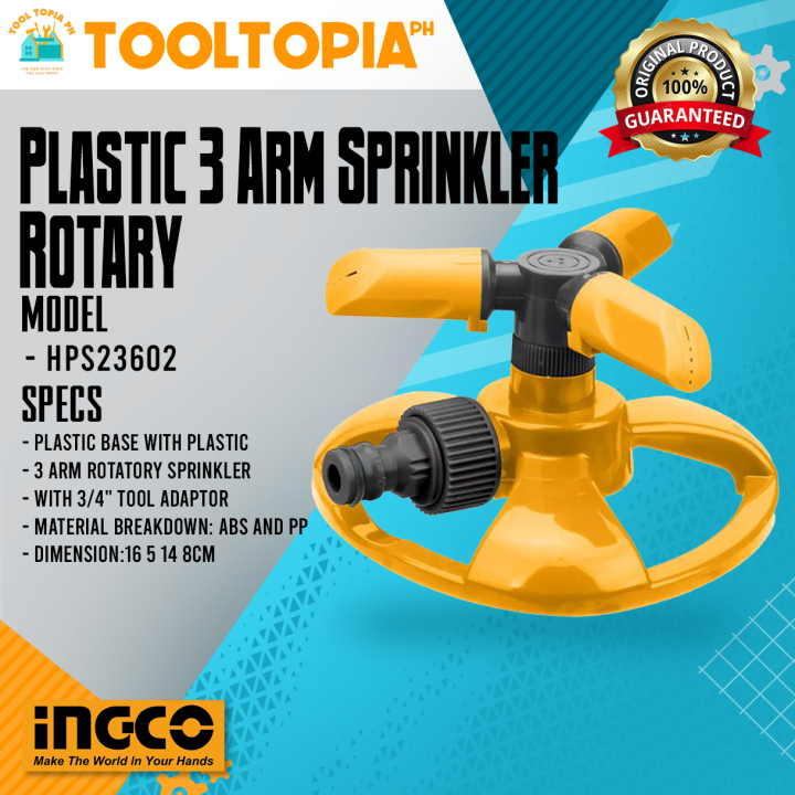INGCO Plastic 3 Arm Sprinkler Rotary HPS23602 High Quality Brands ♦Tool ...