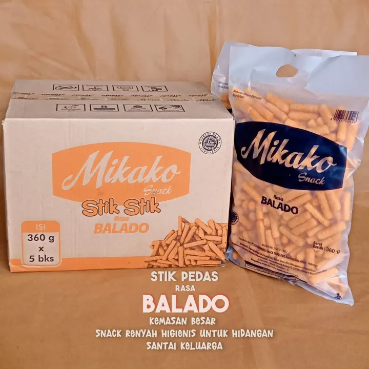 MIKAKO Stick Stik Balado Snack Chiki Makanan Ringan Pedas 1 Dus isi 5 ...