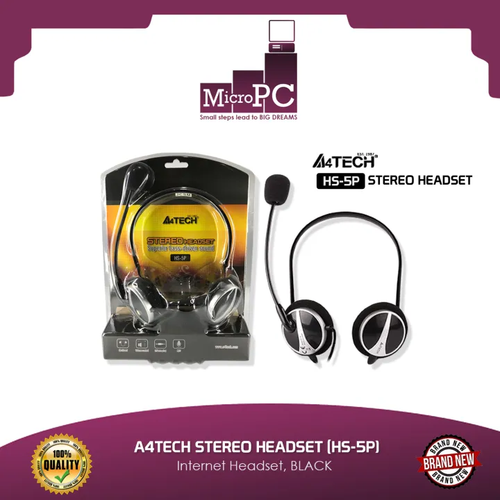 A4TECH STEREO HEADSET (HS-5P), Internet Headset, BLACK | Lazada PH