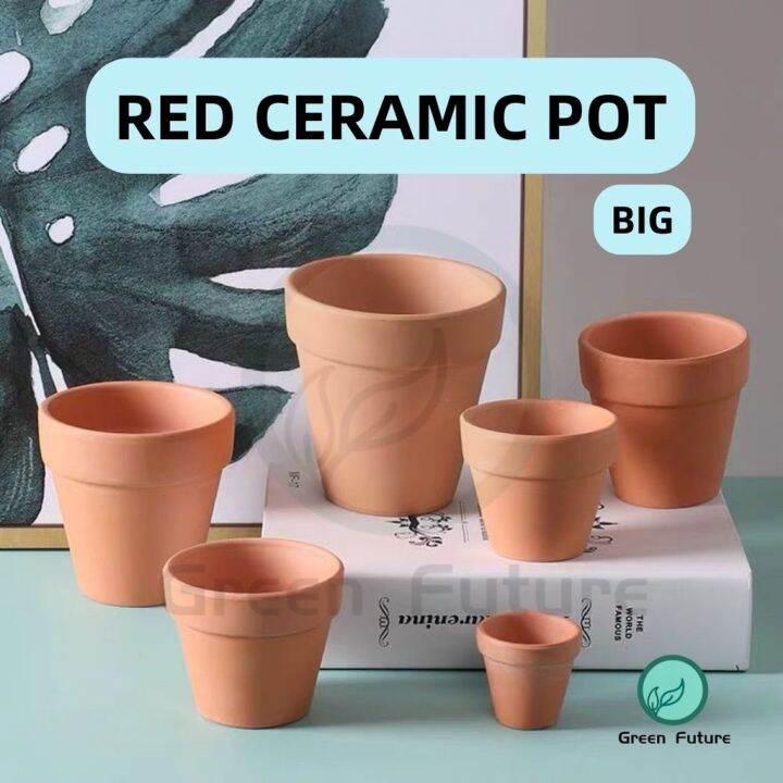 【5 SIZE BIG SERIOUS】 RED POTTERY CLAY POT SUCCULENT FLOWER POT ...