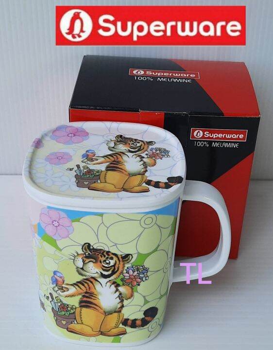 ชุดถ้วยน้ำทรงสี่เหลี่ยมพร้อมฝา 2ชิ้น Tiger ซุุปเปอร์แวร์เกรดA เมลามีน100% ตรานกเพนกวิน superware ...