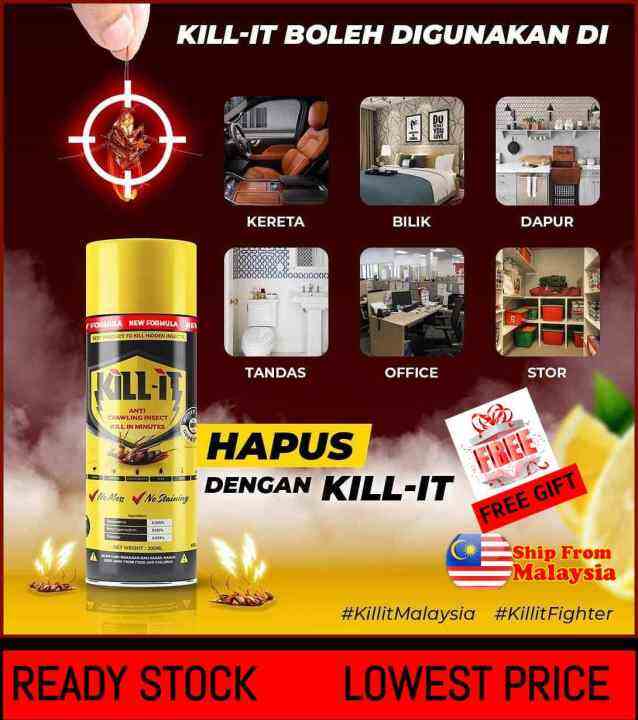 KILL IT - Spray racun pakar penghapus lipas/serangga (Free Gift) | Lazada