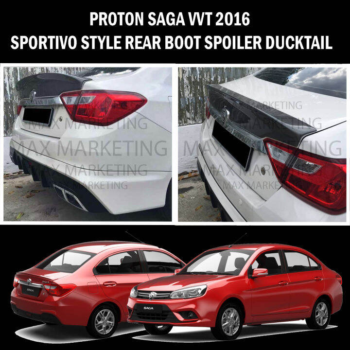 PROTON SAGA VVT 2016 SPORTIVO STYLE REAR TRUNK SPOILER DUCKTAIL FIBER ...