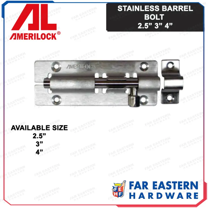 AMERILOCK Stainless Steel Barrel Bolt Door Latch Sliding Lock Type 2 ...
