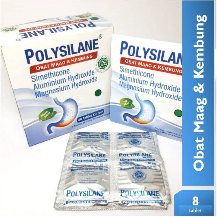 Polysilane Tablet 1 Box 5 Strip Tablet Kunyah Mual Asam Lambung Obat ...