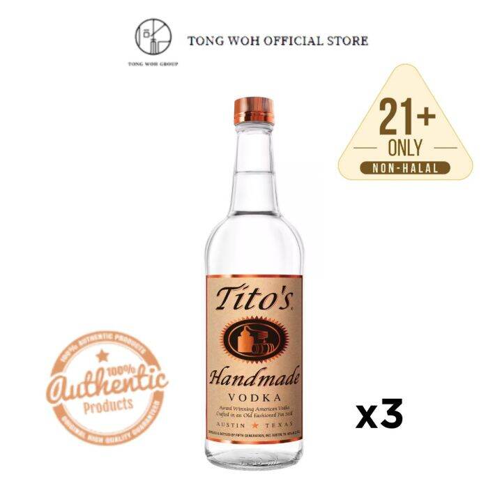 Tito's Handmade Vodka Gluten Free (750ml) x3 Bottles | Lazada