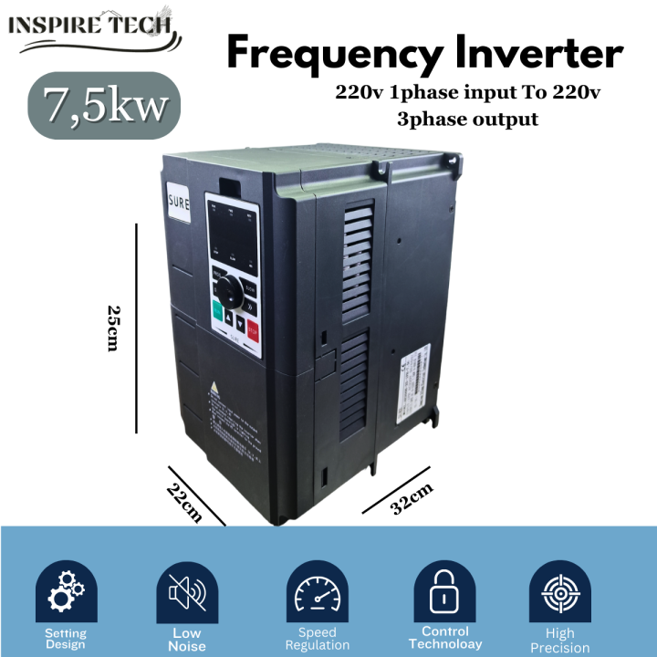 Inverter 7.5KW 220V single past input To 220v 3phase output Speed Controller Variabel SURE ...