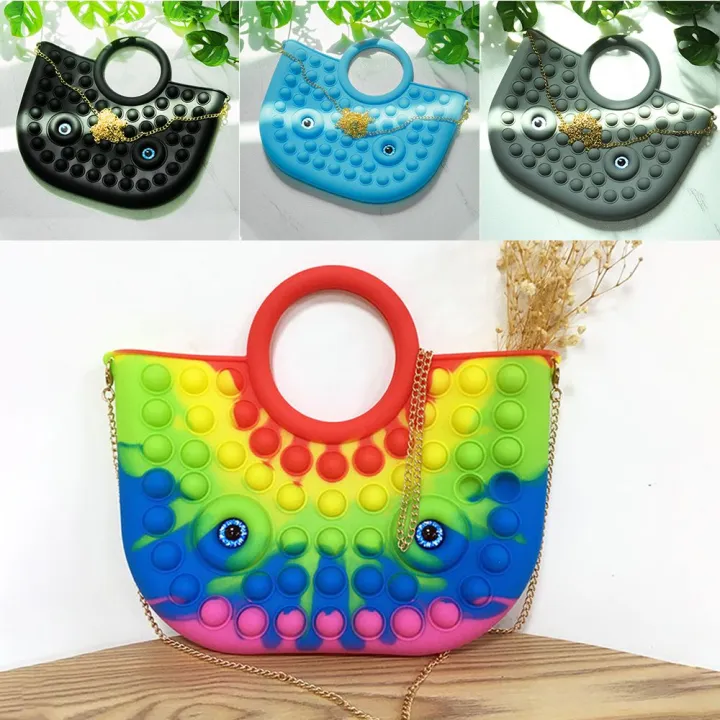 RANG Silicone Simple Dimple Shoulder Tote Bags Push Bubble Sensory Bag ...