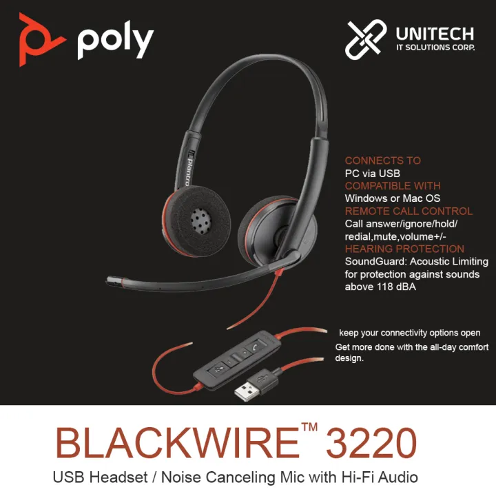 POLY BLACKWIRE 3220 USB HEADSET | Lazada PH
