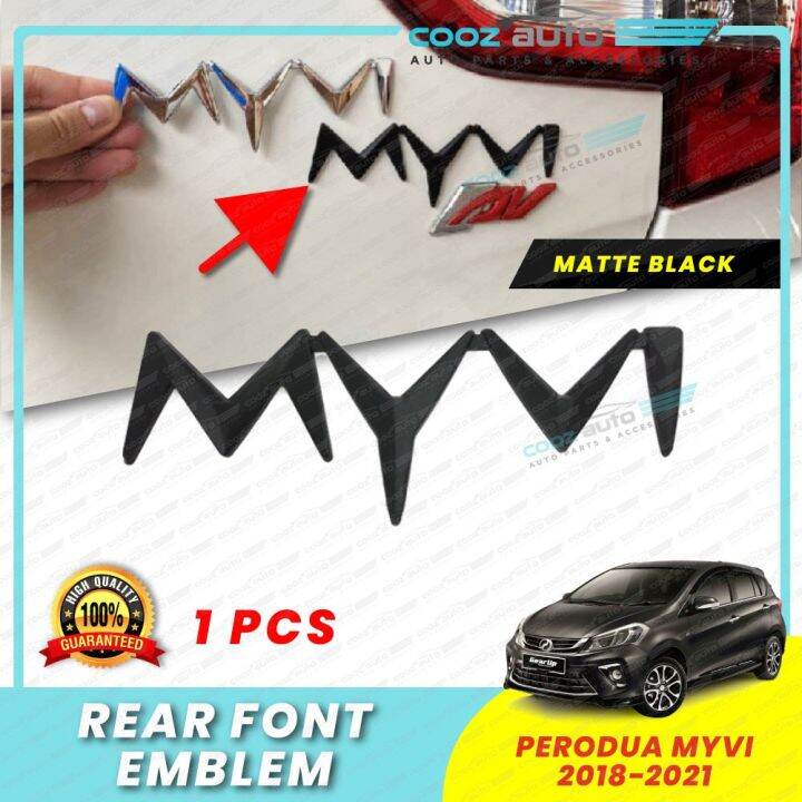 Perodua Myvi 2018 - 2021 Car Logo Rear Font Emblem Matt Black | Lazada