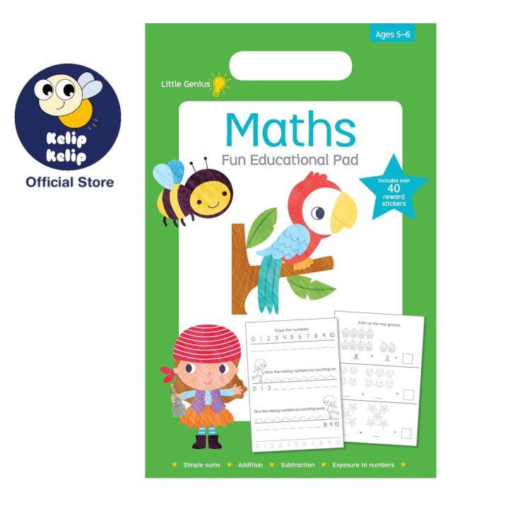 Little Genius Math Fun Educational Pad Activity Book With Stickers For ...