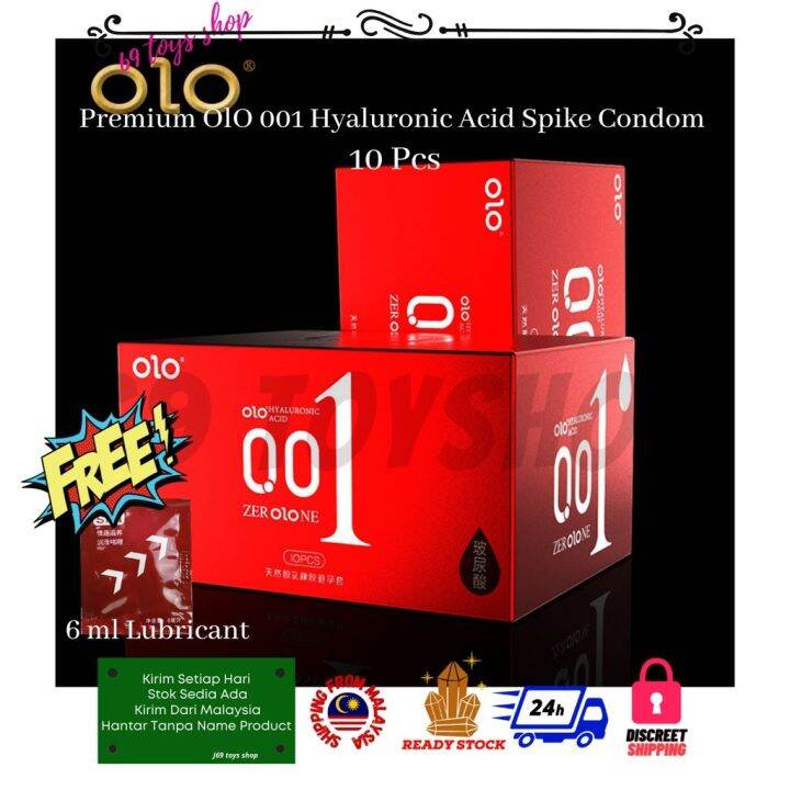 New！ Premium Olo 001 Spike Condom Hyaluronic Acid Condom Tahan Lama Sex