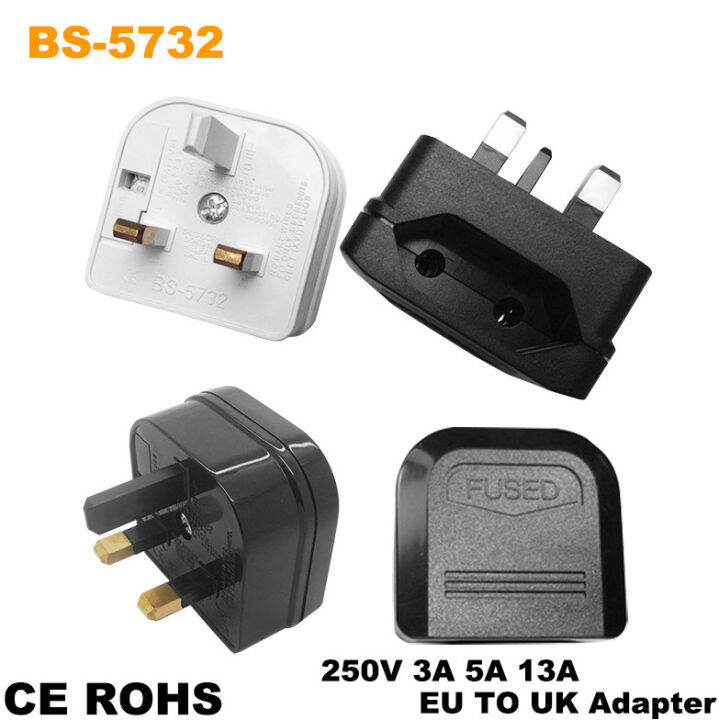 European Euro Eu 2 Pin To Uk 3 Pin Power Socket Travel Plug Adapter ...