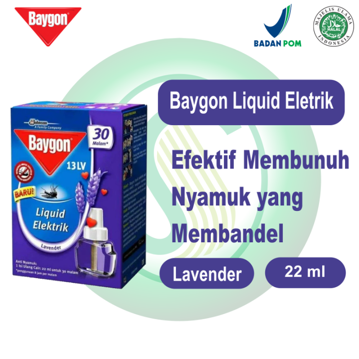 Baygon Liquid Obat Nyamuk Elektrik Lavender 30 malam Refill 22ml | Lazada Indonesia