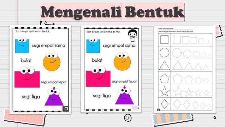 [PRE206] 9 pages Mengenal Bentuk Worksheet for Pre-school PDF version ...
