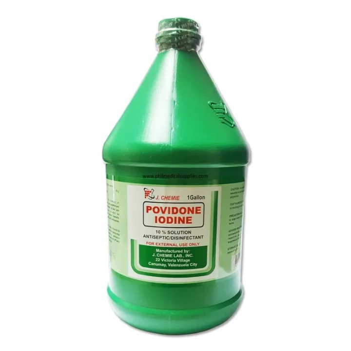 Povidone Iodine 10% Solution Antiseptic/Disinfectant 1 Gallon (J.Chemie ...