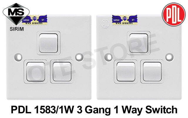 PDL 1500 Series 1583/1W 3 Gang 1 Way Switch (sirim) | Lazada