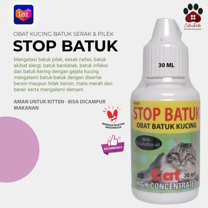 Stop Batuk Obat Kucing Batuk Pilek Bersin Berbahan Herbal Aman | Lazada ...
