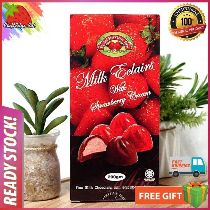 Chocolate Coklat Milk Eclairs With Strawberry Cream / Coklat Susu ...