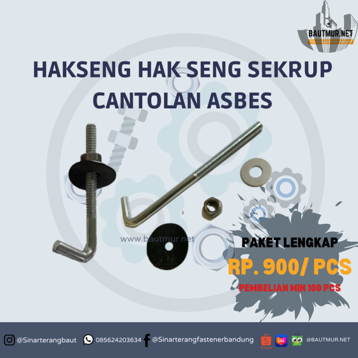 Hakseng Asbes 10cm - Skrup Cantolan - Besi Tekuk Kumplit - Asbes L | Lazada Indonesia