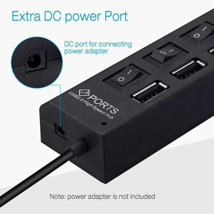 7 Port USB Hub High Speed Multi Splitter Expansion For Laptop Adapter ...